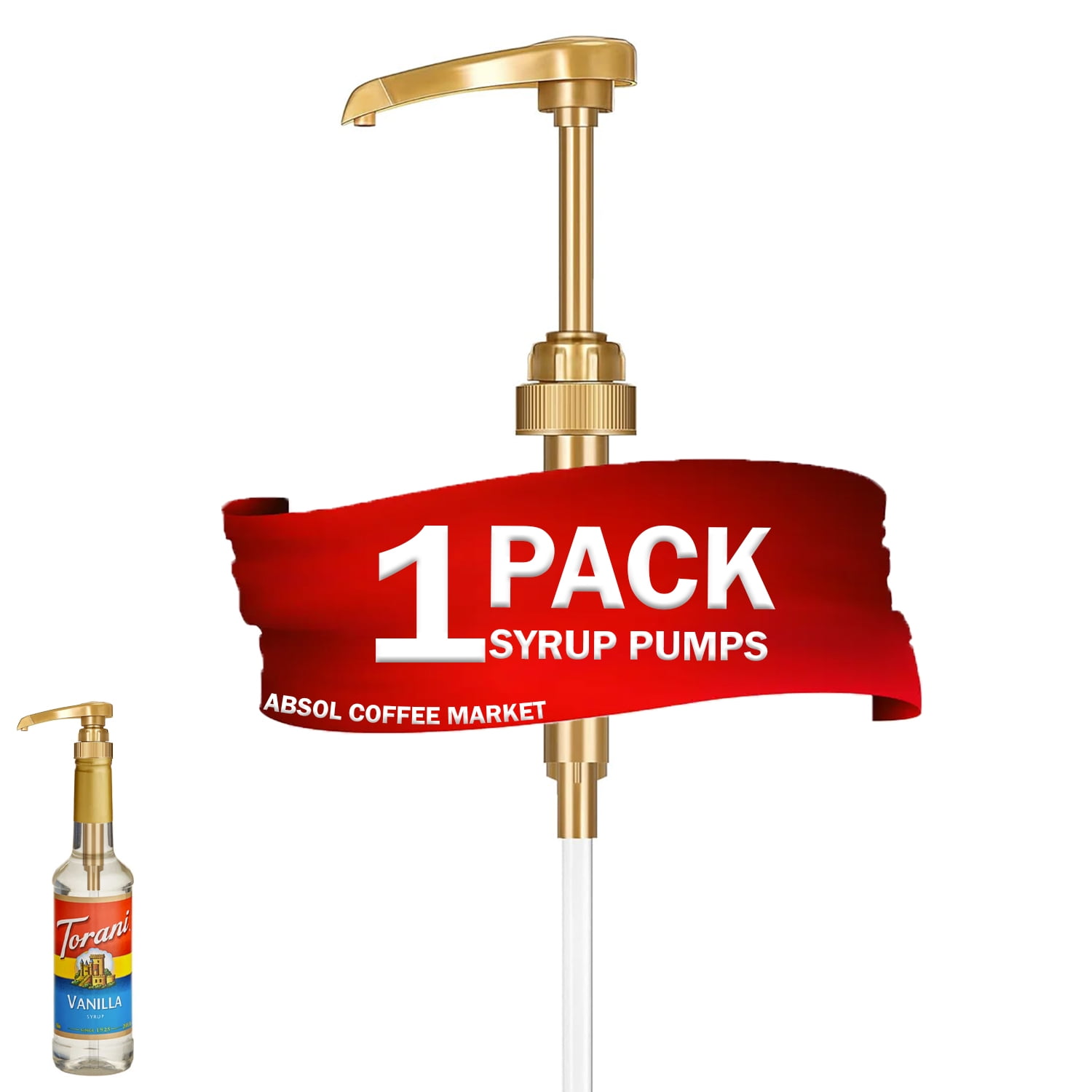 Gold Coffee Syrup Pump, 1 Pack, for 750ml/25.4 oz Syrup Bottle, Gold ...