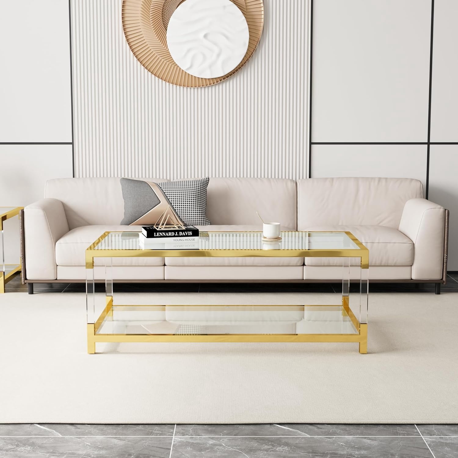 Gold Coffee Table Glass Modern Coffee Tables for Small Space Simple ...