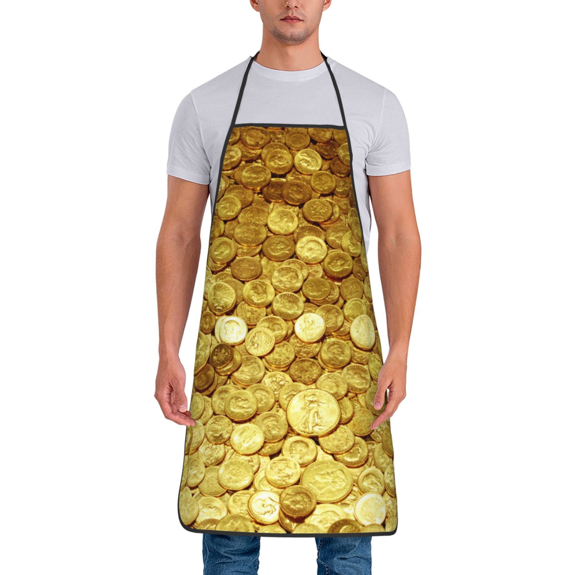 Gold Coins Amazing Aprons for Women Men Waterproof Apron Kitchen Chef ...