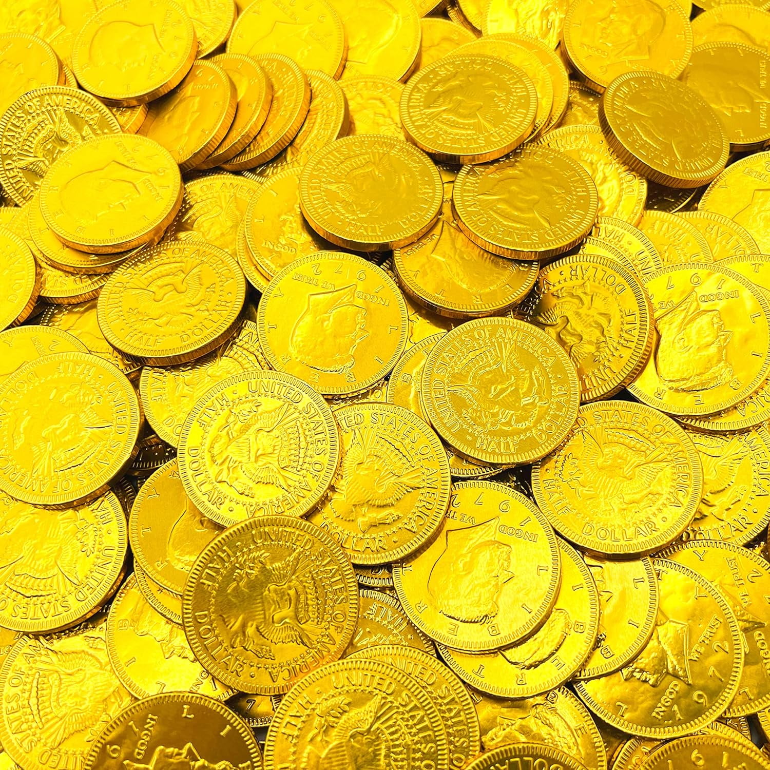 Gold Coins Milk Chocolate Candy, Half Dollar, Individually Wrapped (2 ...