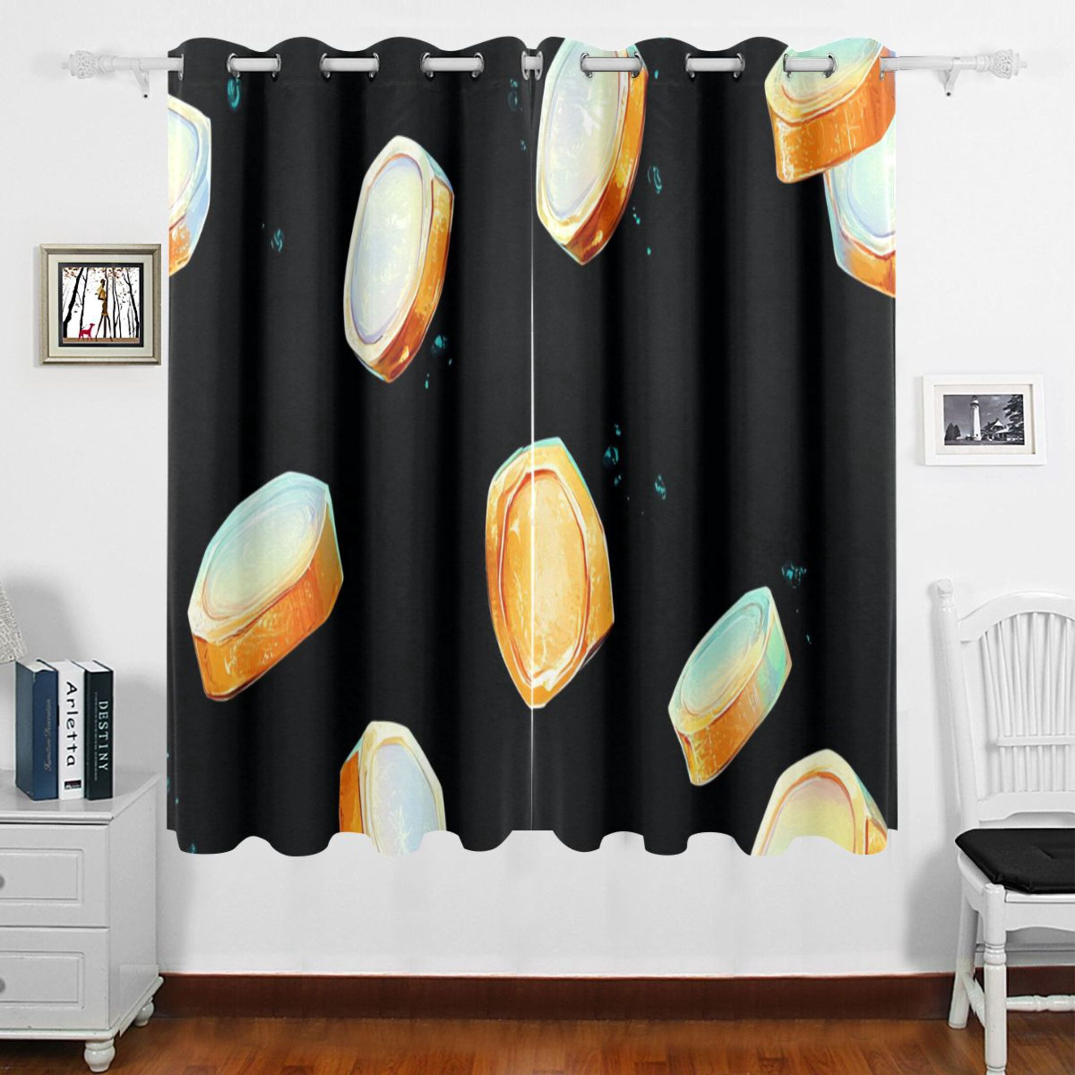 Gold Coins in The Dark Blackout Curtains for Living Room Bedroom 55W x ...