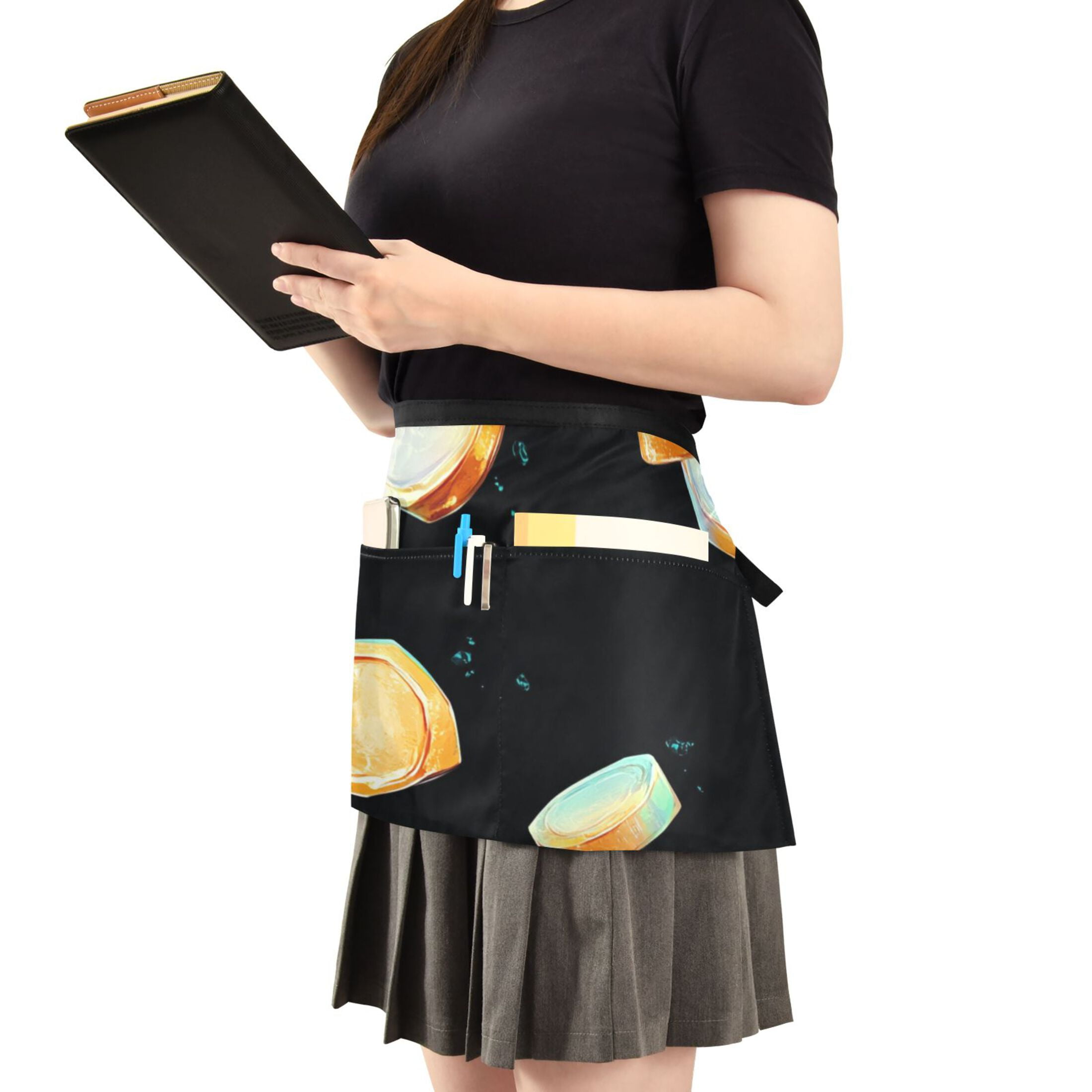 Gold Coins in The Dark Server Apron with 3 Pockets Waist Apron for ...