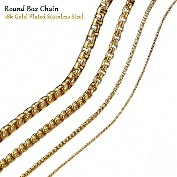 Gold Color Box Chain Necklace 2-4mm Wide Stainless Steel 7 to 30 Inch ...