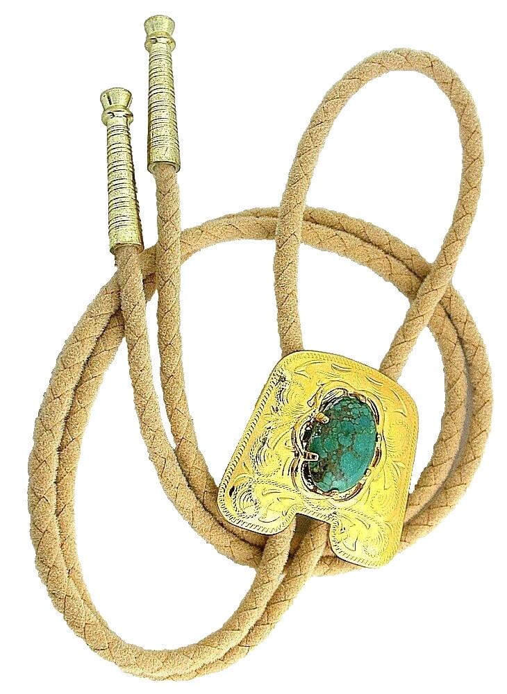 Gold Color Chaps Oval 18x13 Turquoise Cabochon Cab Bolo Tie Cord ...