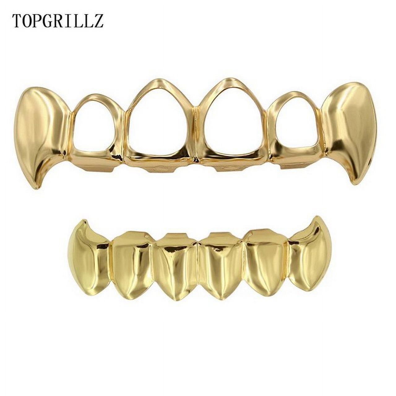 Grills For Teeth Hip Hop Vampire Fang Grillz - 14k Gold Plated Rainbow ...