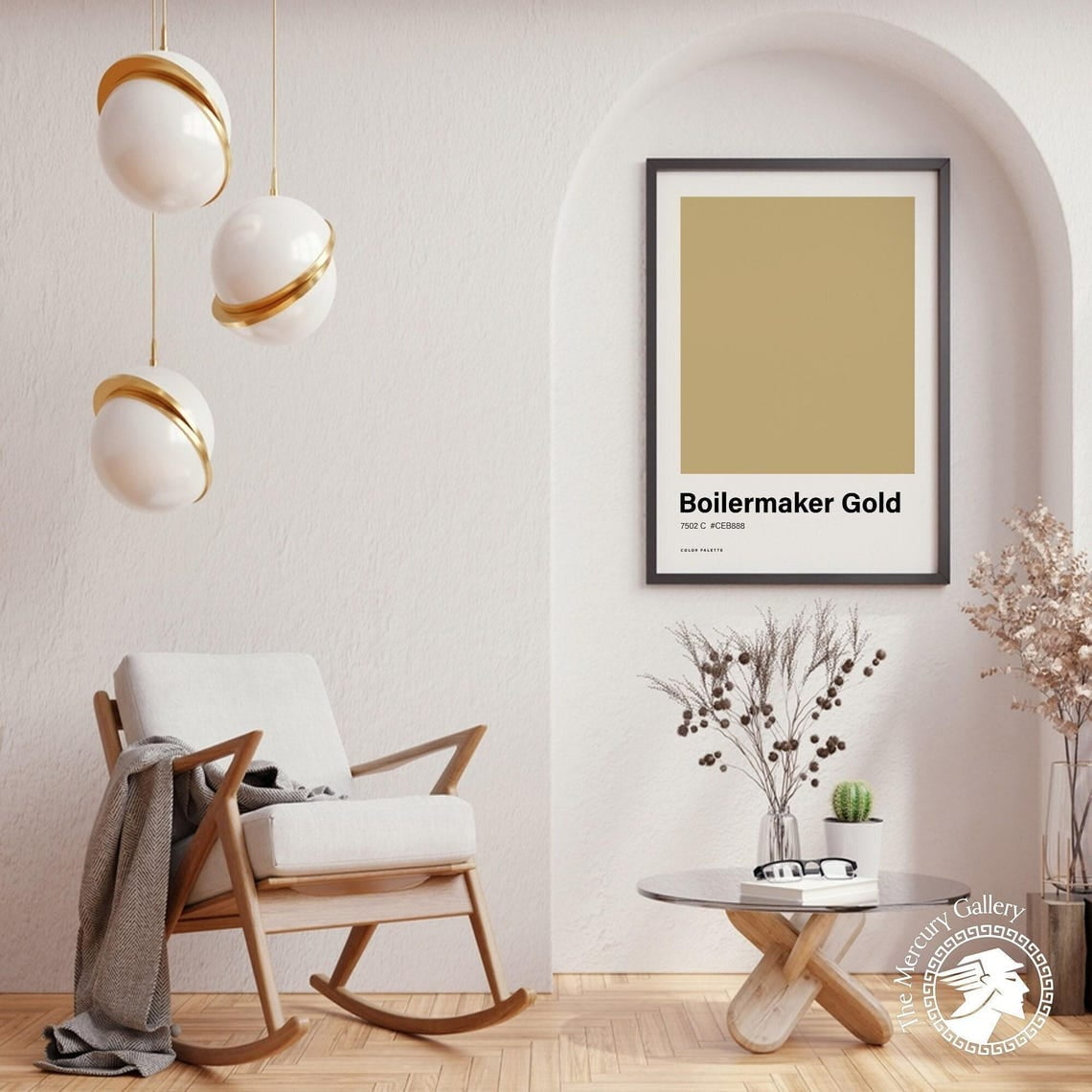 Gold Color Poster Print, Nordic Abstract Wall Art, Minimalist Modern ...
