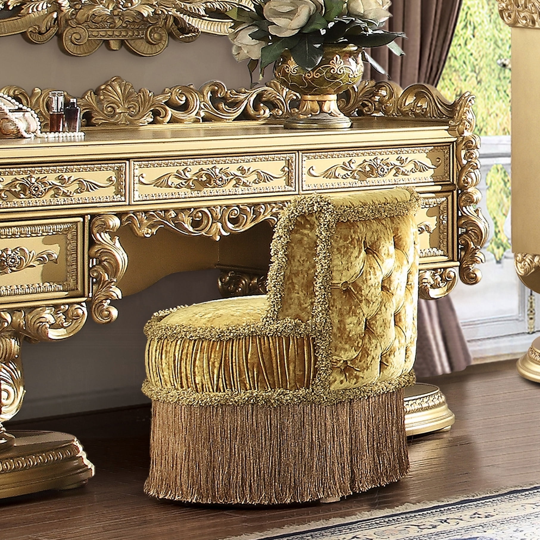 Gold - Colored Stool / Used in Bedroom Vanity / Adds a Rich Look ...