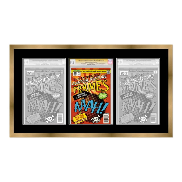Gold Comic Book Frame with Black Mat - 3 Openings to Display 3 CGC ...