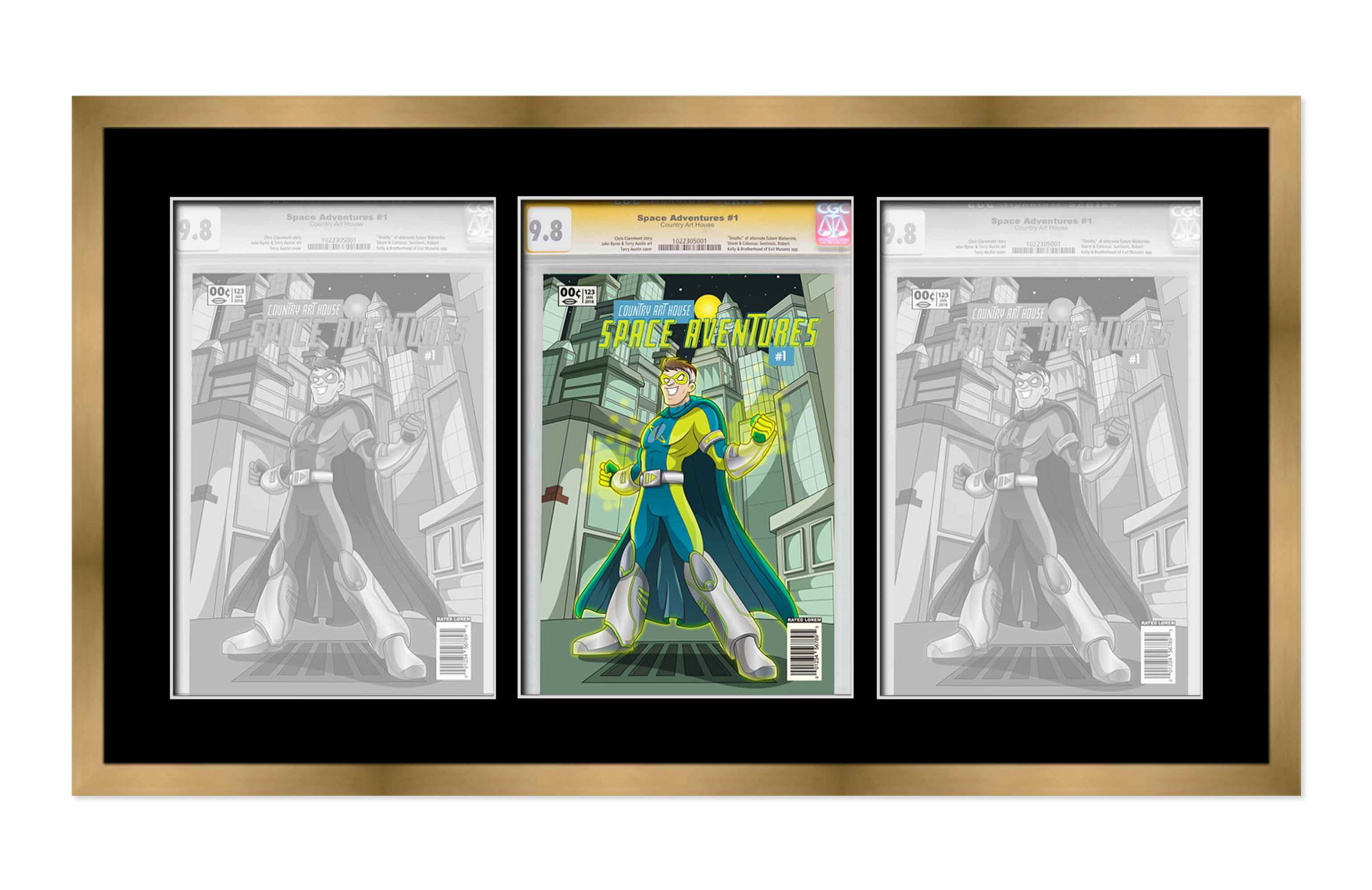 Gold Comic Book Frame with Black Mat - 3 Openings to Display 3 CGC ...