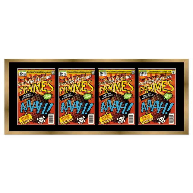Gold Comic Book Frame with Black Mat - 4 Openings to Display 4 7.75"x10 ...
