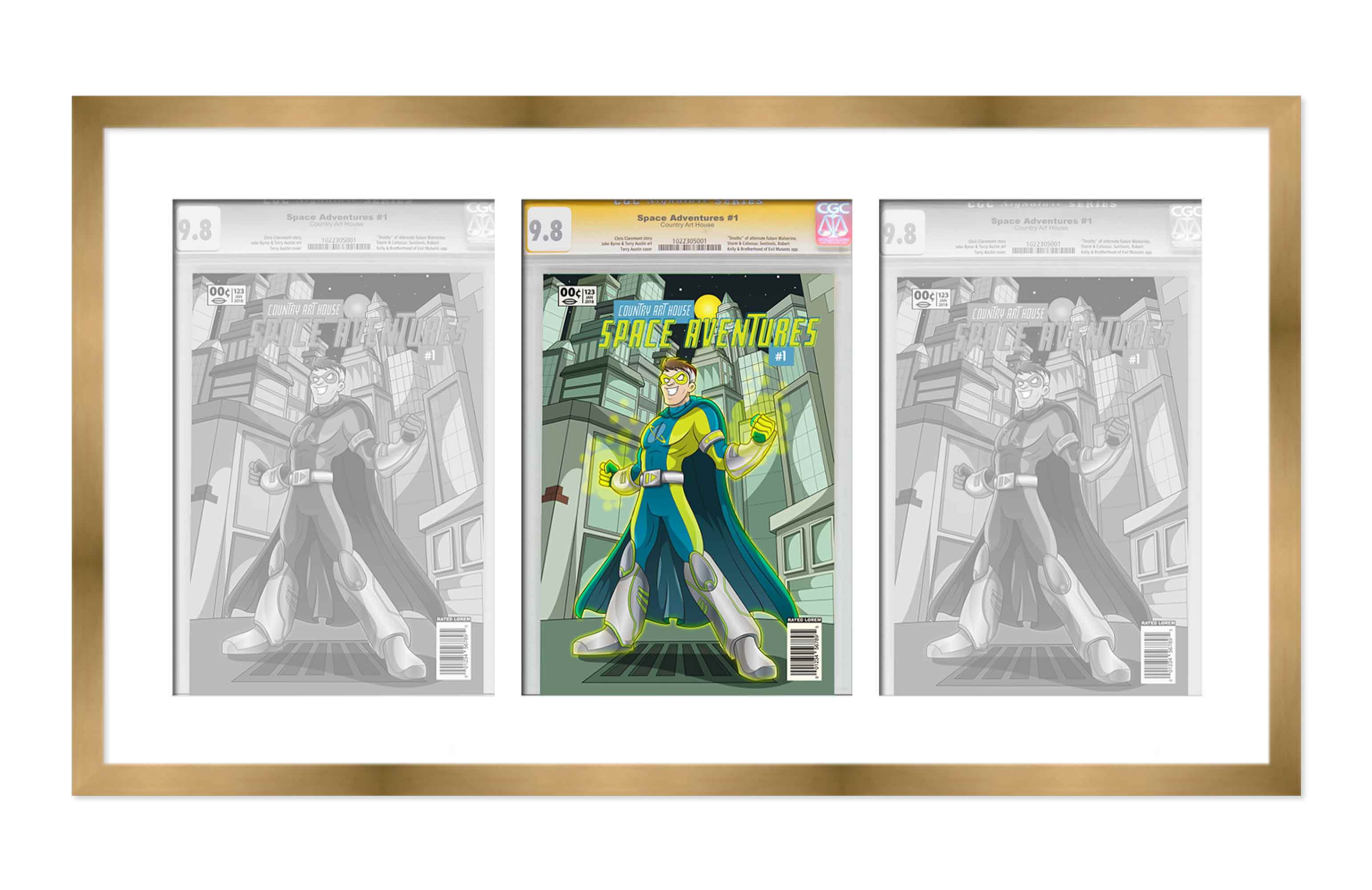 Gold Comic Book Frame with White Mat - 3 Openings to Display 3 CGC ...