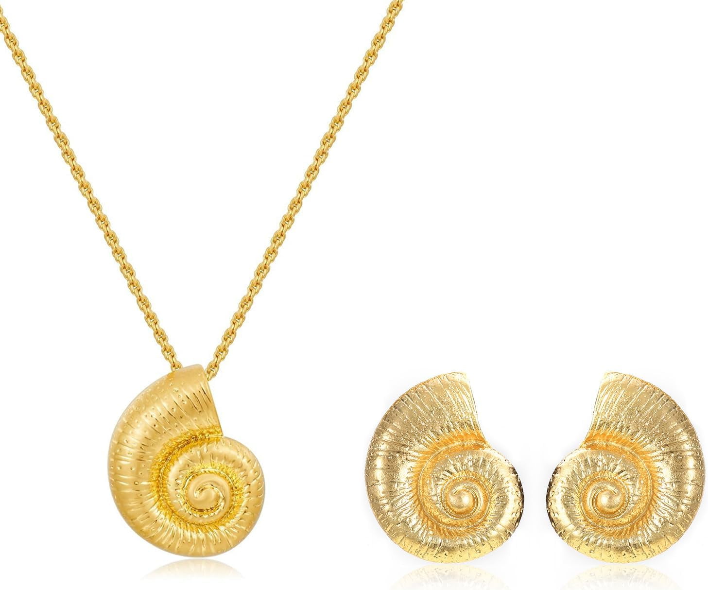 Gold Conch Shell Necklace Earrings Set for Women Chunky Ursula Shell ...
