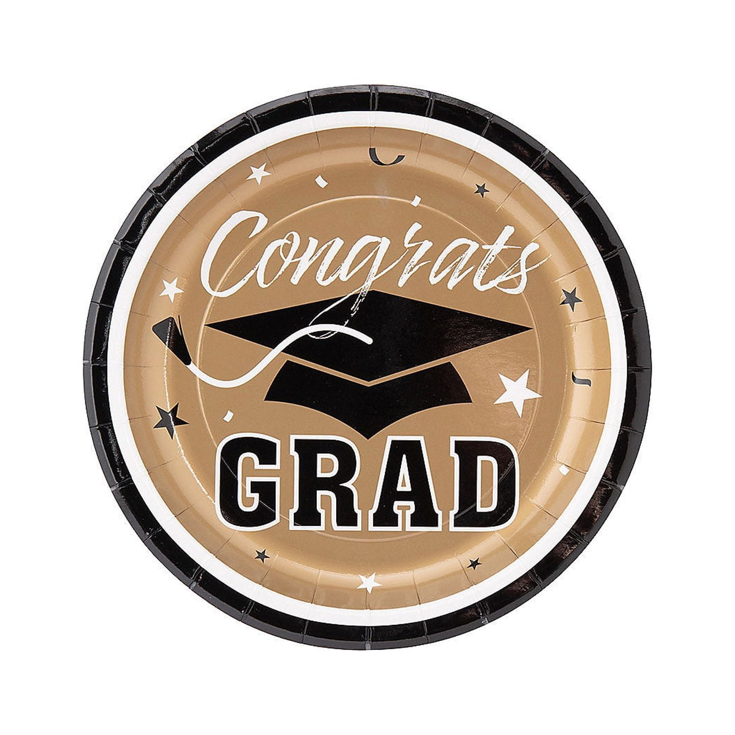 Gold Congrats Grad Paper Dessert Plates, Party Supplies, Graduation, 25 ...