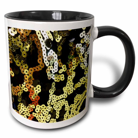 3drose, Gold Copper N Red Sequins, 15oz Two-tone Black Mug - Walmart.com