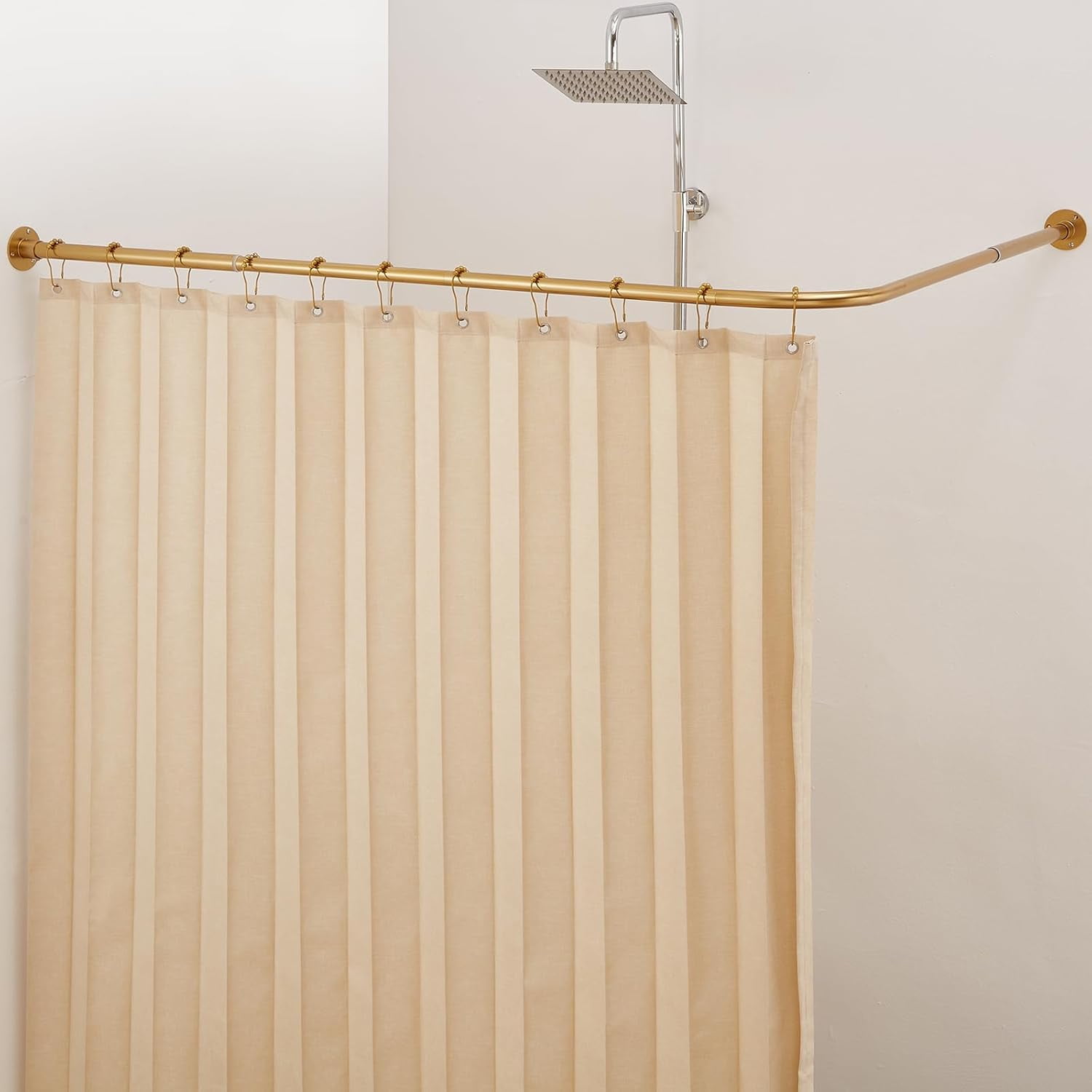 Gold Corner Shower Curtain Rod, [24"-53"] x [24"-53"] Adjustable L ...