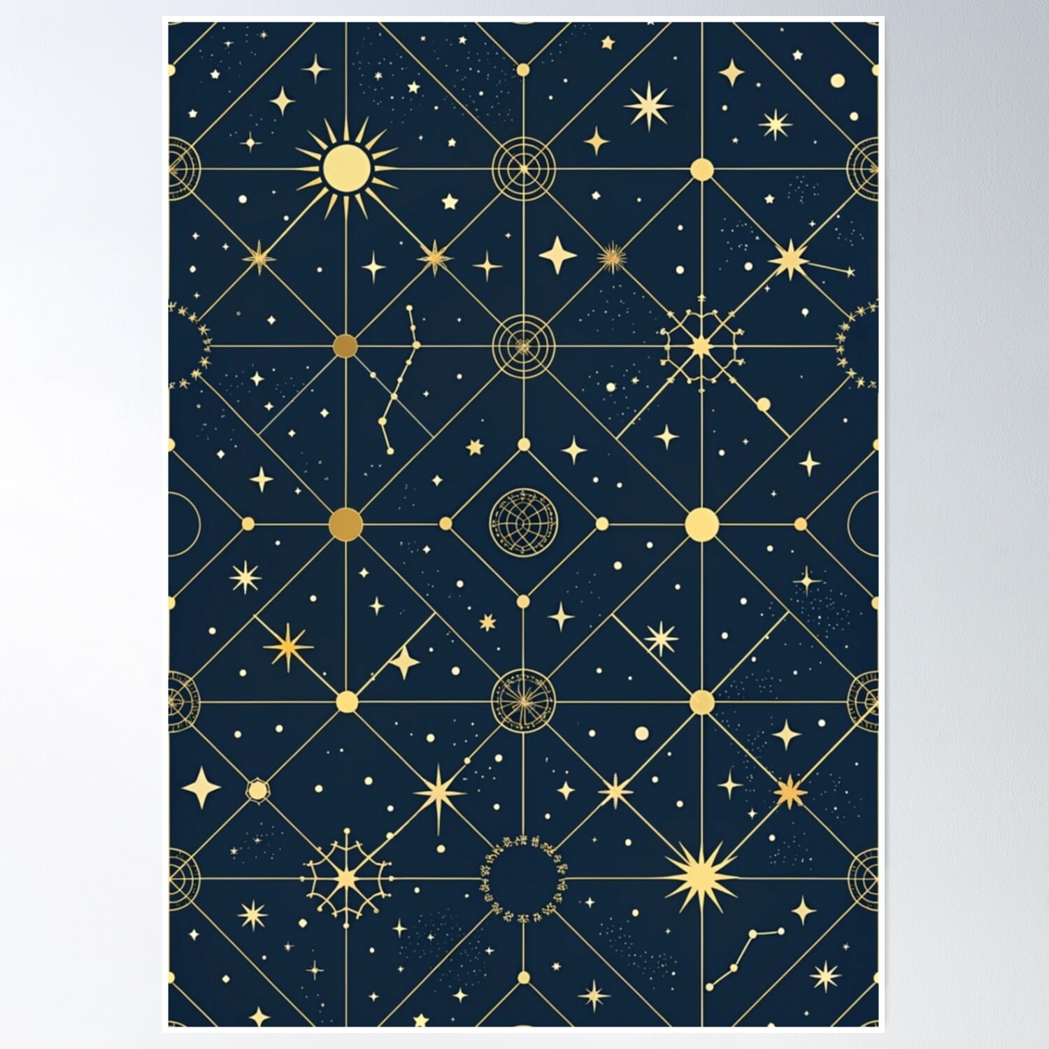 Gold Cosmic Grid Pattern On Dark Blue, Elegant Seamless Space Design ...