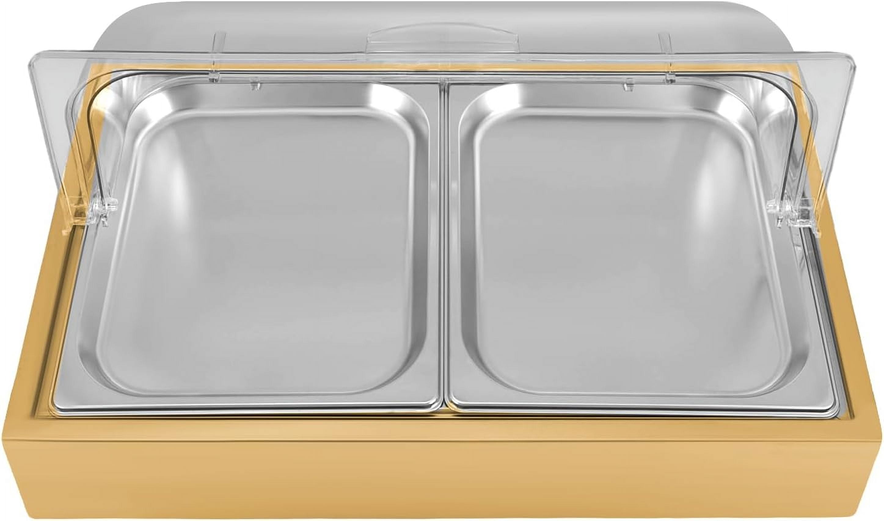Gold Countertop Food Serving Display Container, 0.79Gal Stainless Steel ...