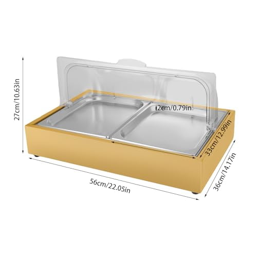 Gold Countertop Food Serving Display Container, 0.79Gal Stainless Steel ...