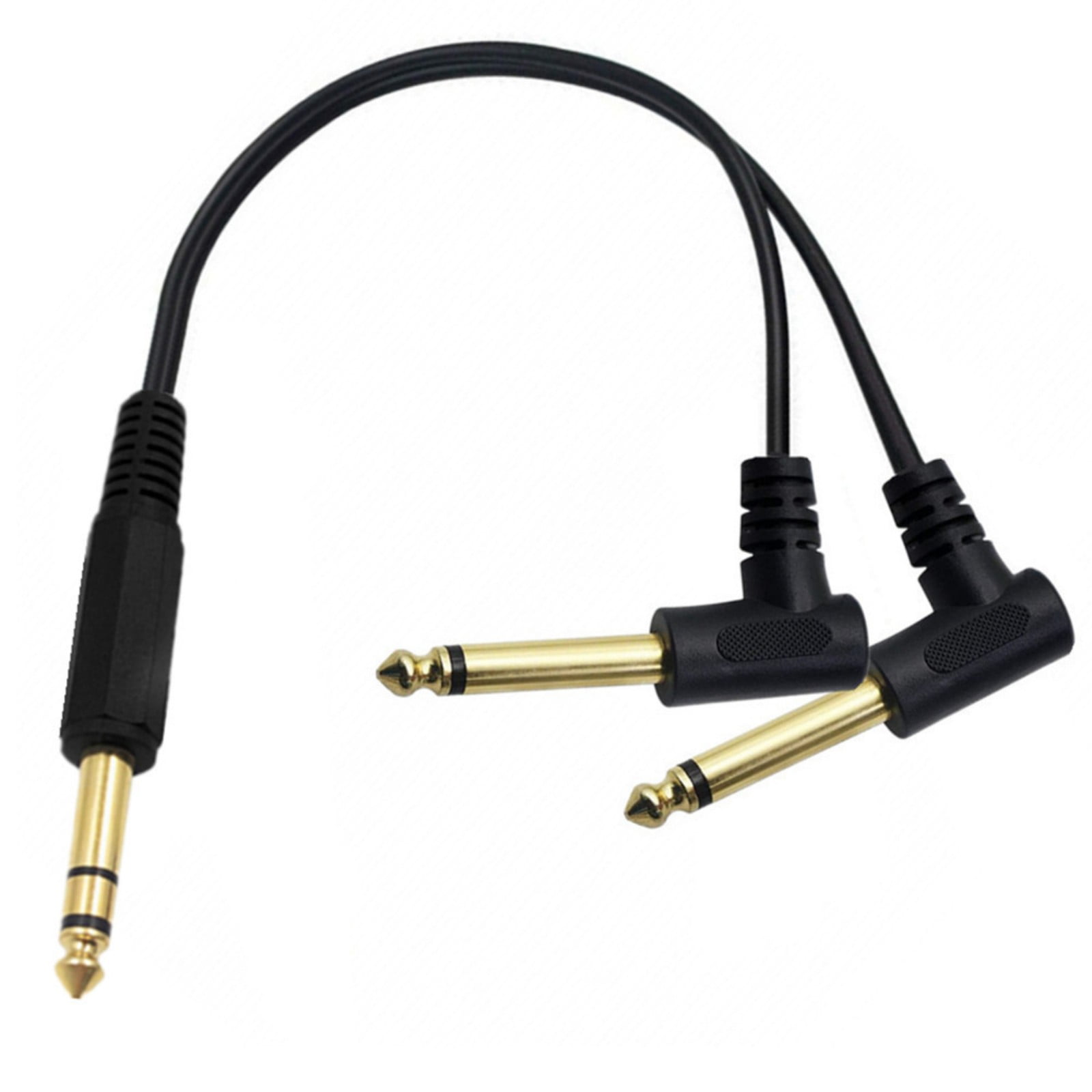 Gold Covered 6.35mm Stereo To 2 Male Music Cable 90Degree Right Angles ...