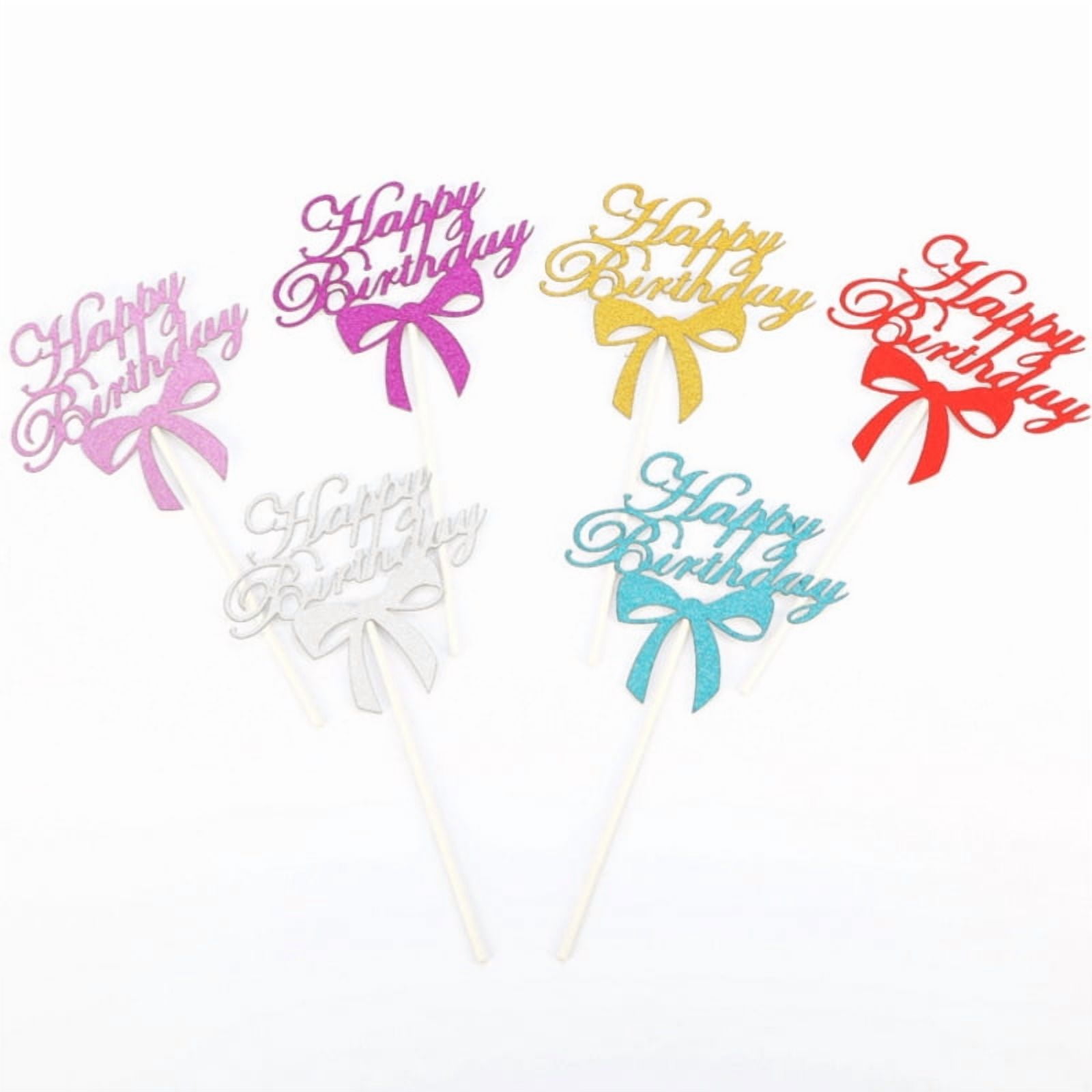 Gold Creative Bow Birthday Cake Insert Decoration for Parties Model ...