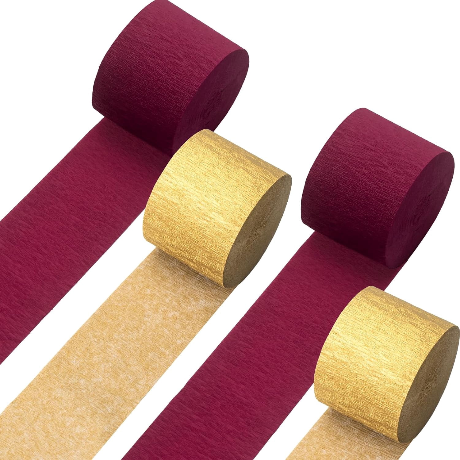 Gold Crepe Paper Streamers 4 Rolls 328ft, Burgundy Crepe Paper for ...