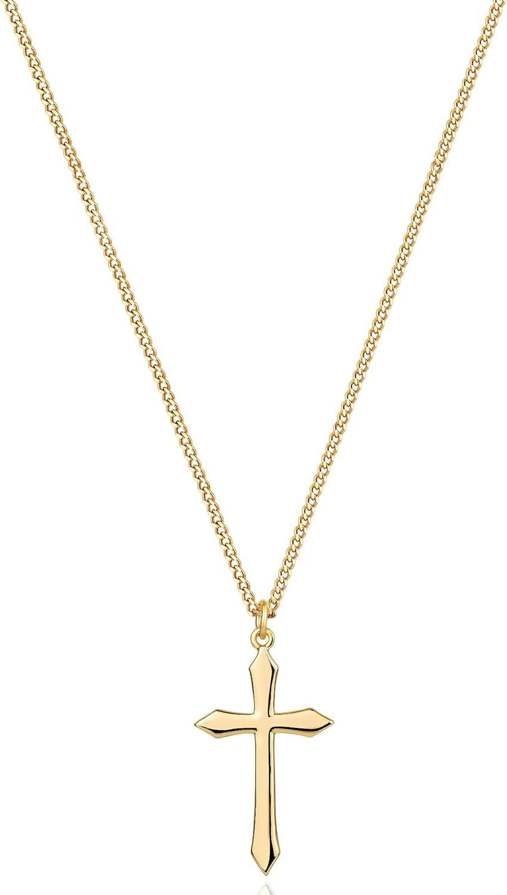 Gold Cross Necklace 14K Gold Plated Dainty Gold Cross Pendant Necklace ...