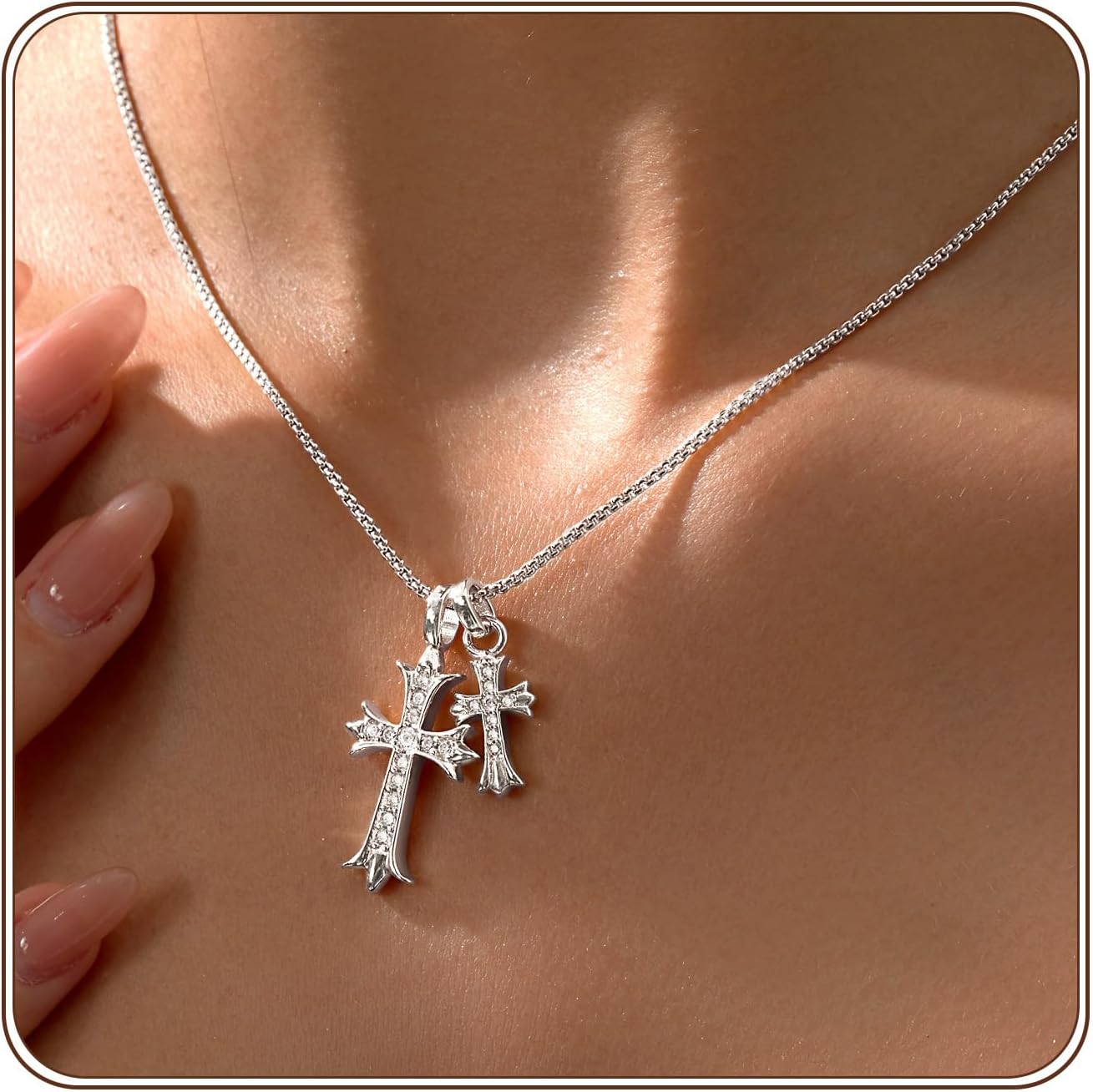Gold Cross Necklace for Women 14K Plated Dainty Pendant Cross Chain ...