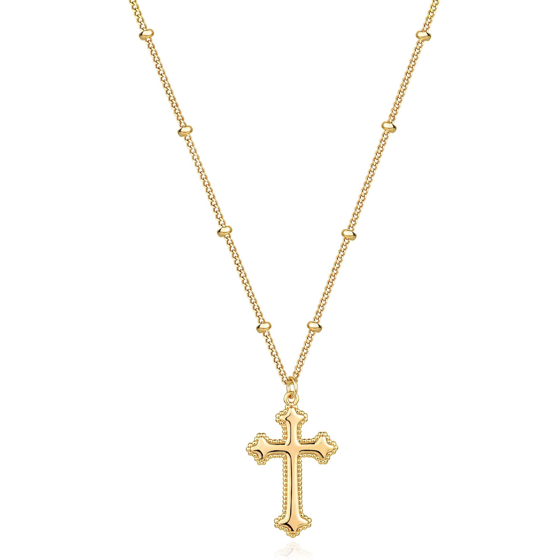Gold Cross Necklace single-layer satellite chain cross necklace 14K ...