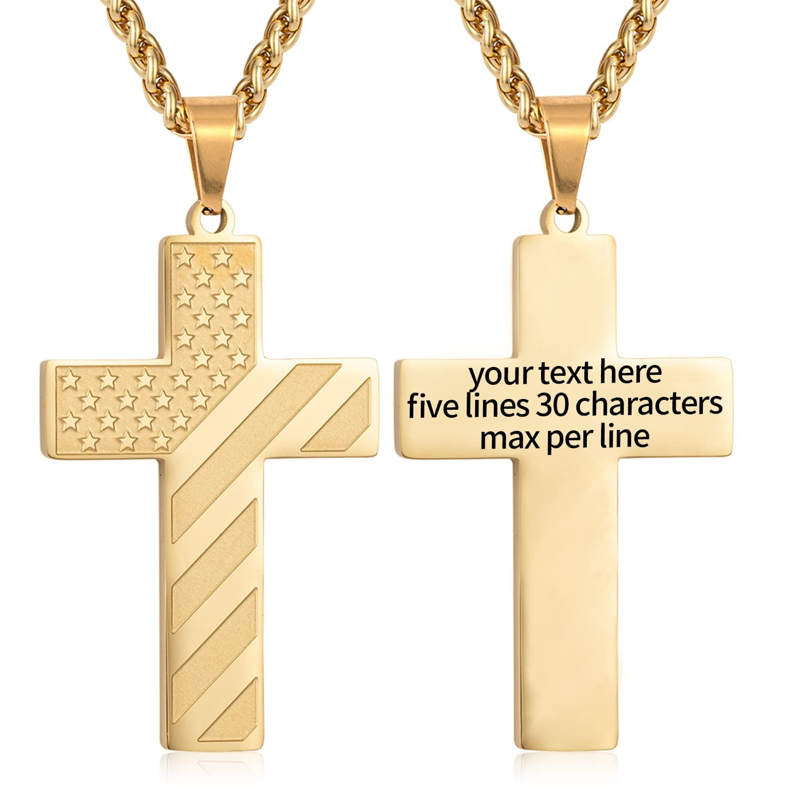 Gold Cross Necklaces for Men Stainless Steel Cross Pendant Chain ...