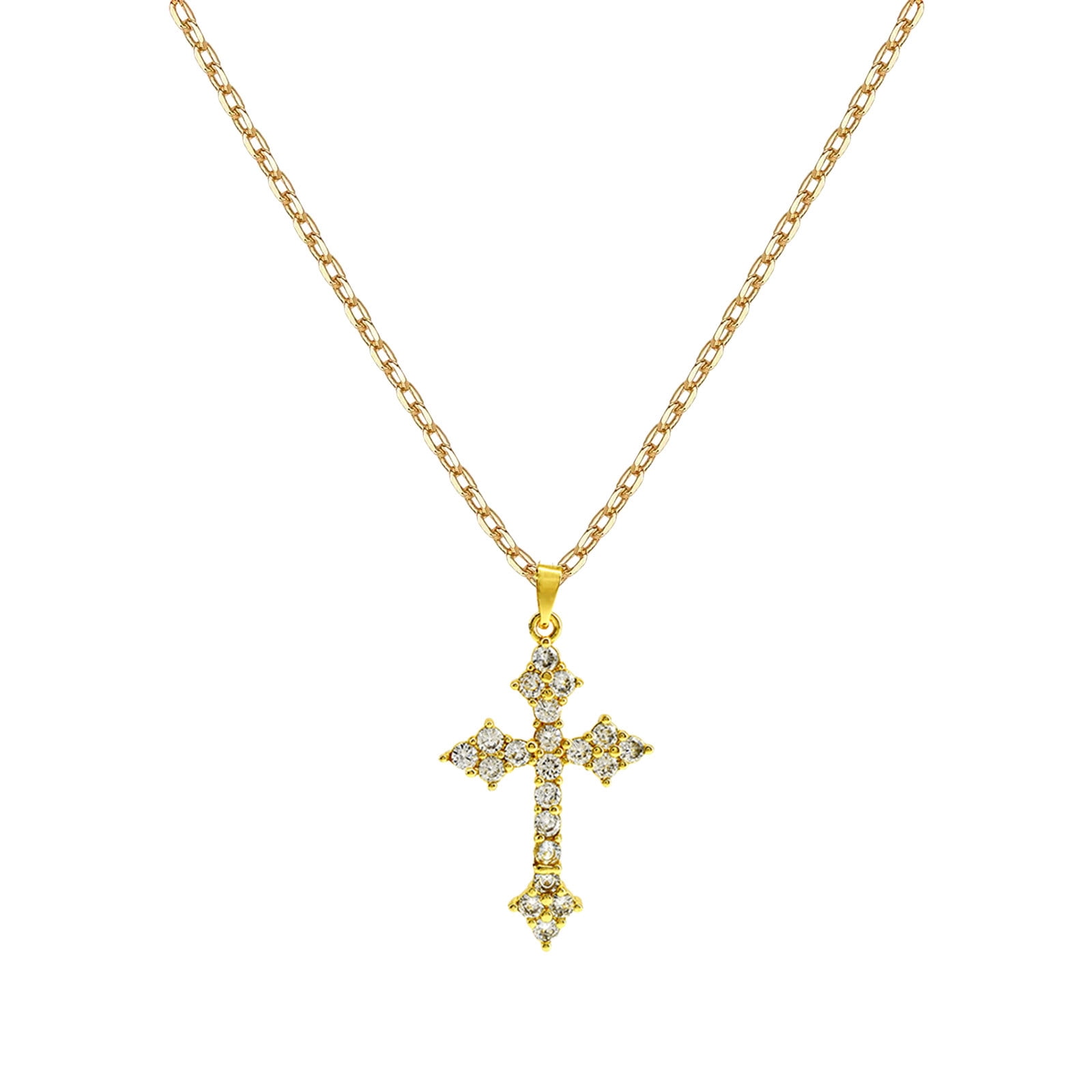 Gold Cross Pendant Necklace Hip Hop Style Copper Chain Jewelry For Men ...