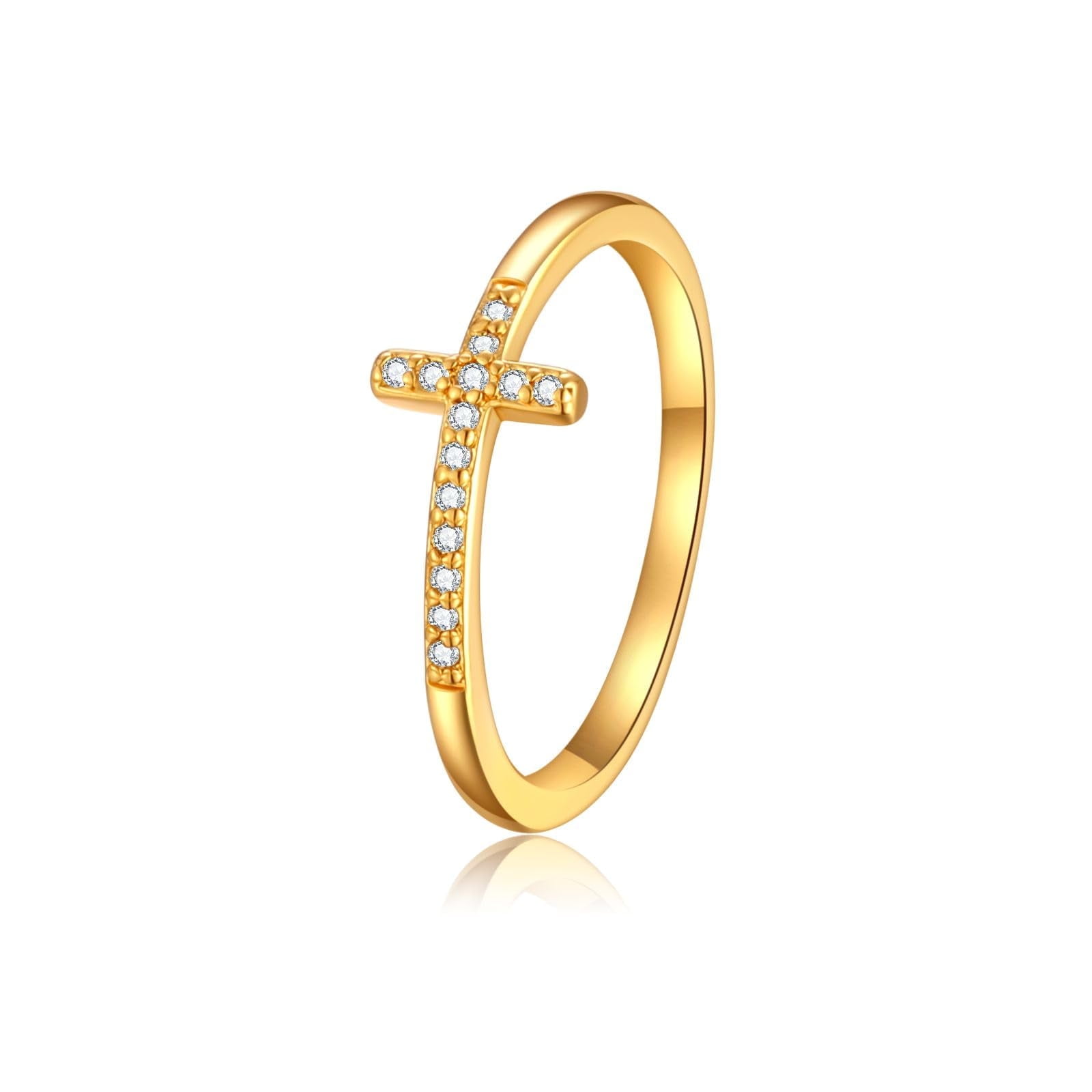 Gold Cross Rings for Women Cubic Zirconia Stackable Rings Handmade ...
