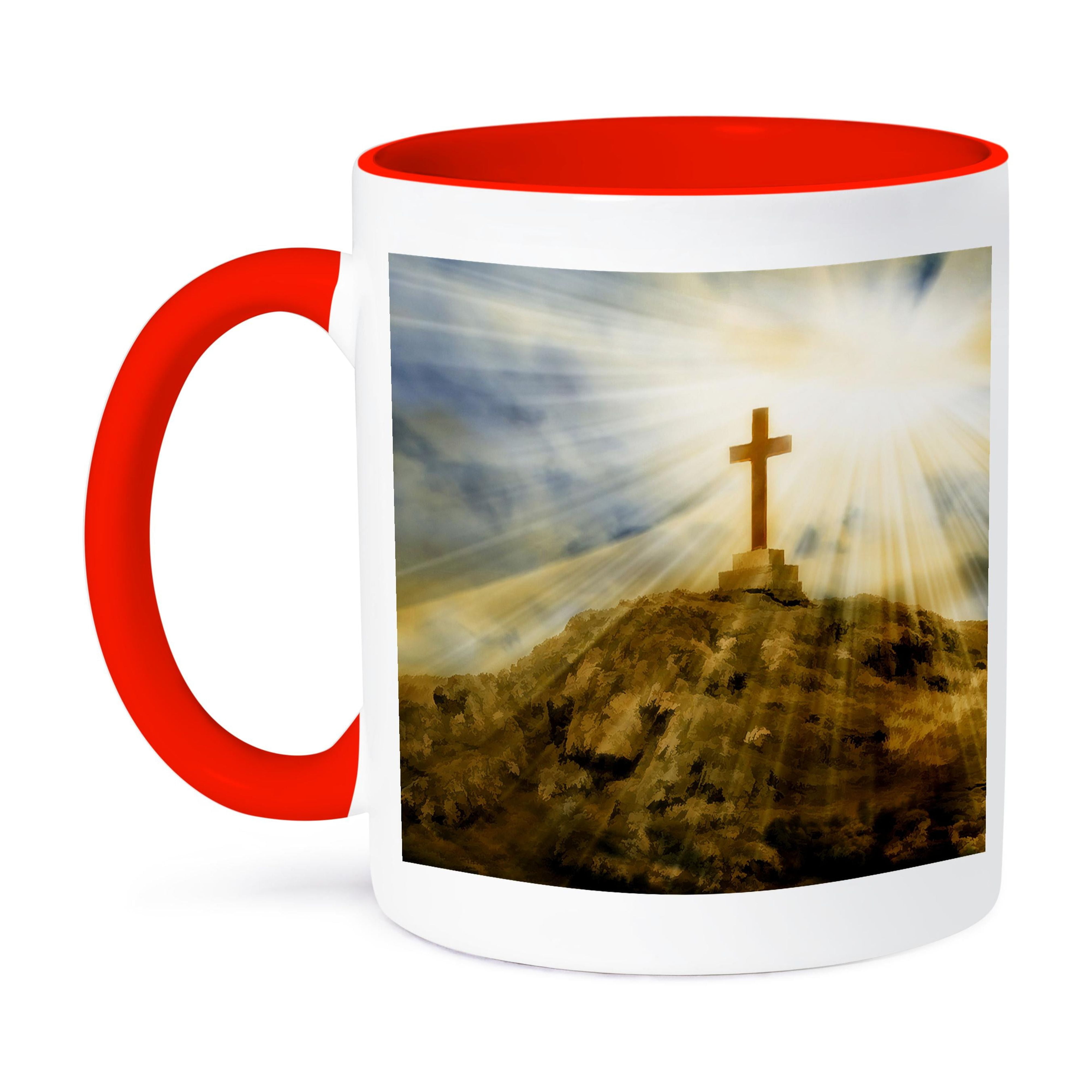 3dRose, Gold Cross on the Top of a Hill with Sun Rays for a Spiritual ...