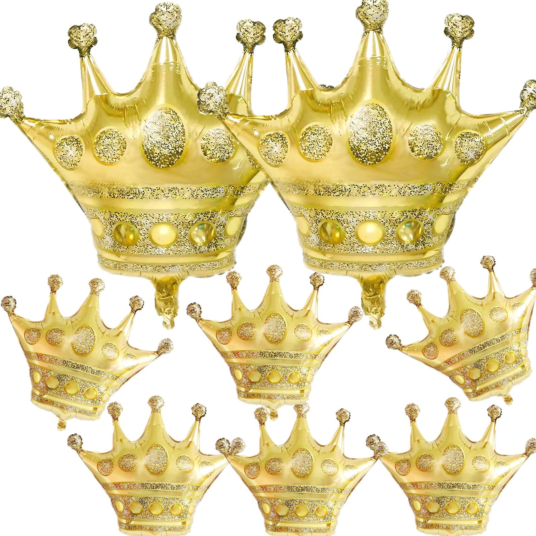 Gold Crown Balloon Set - 10 Large Mylar Balloons for Baby Shower, Kids ...