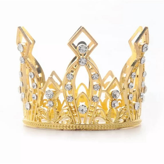 Gold Crown Cake Topper Crystal Tiara Cake Decoration For Wedding ...