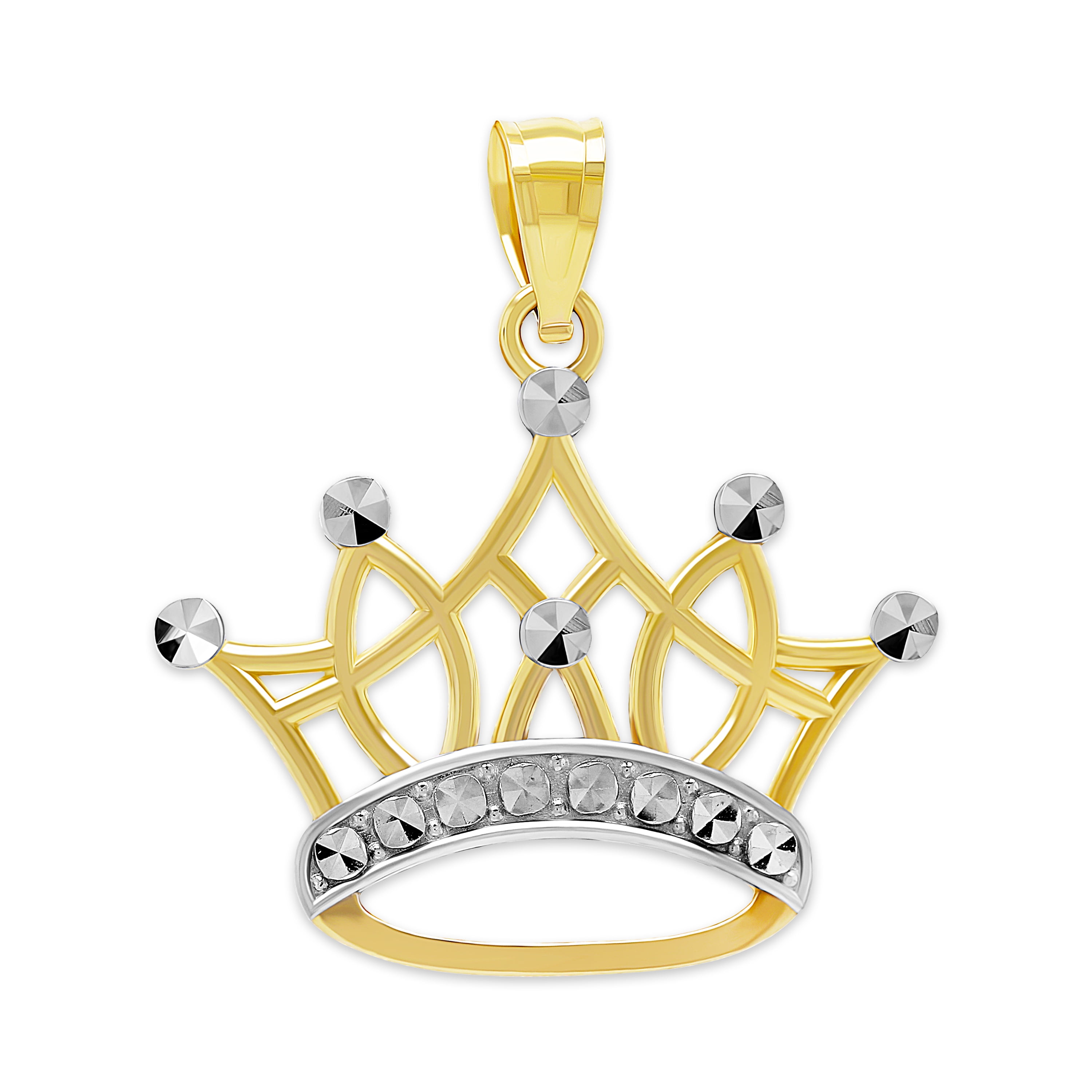 Gold Crown Charm - 10 Karat Solid Yellow Gold - King Crown Pendant ...