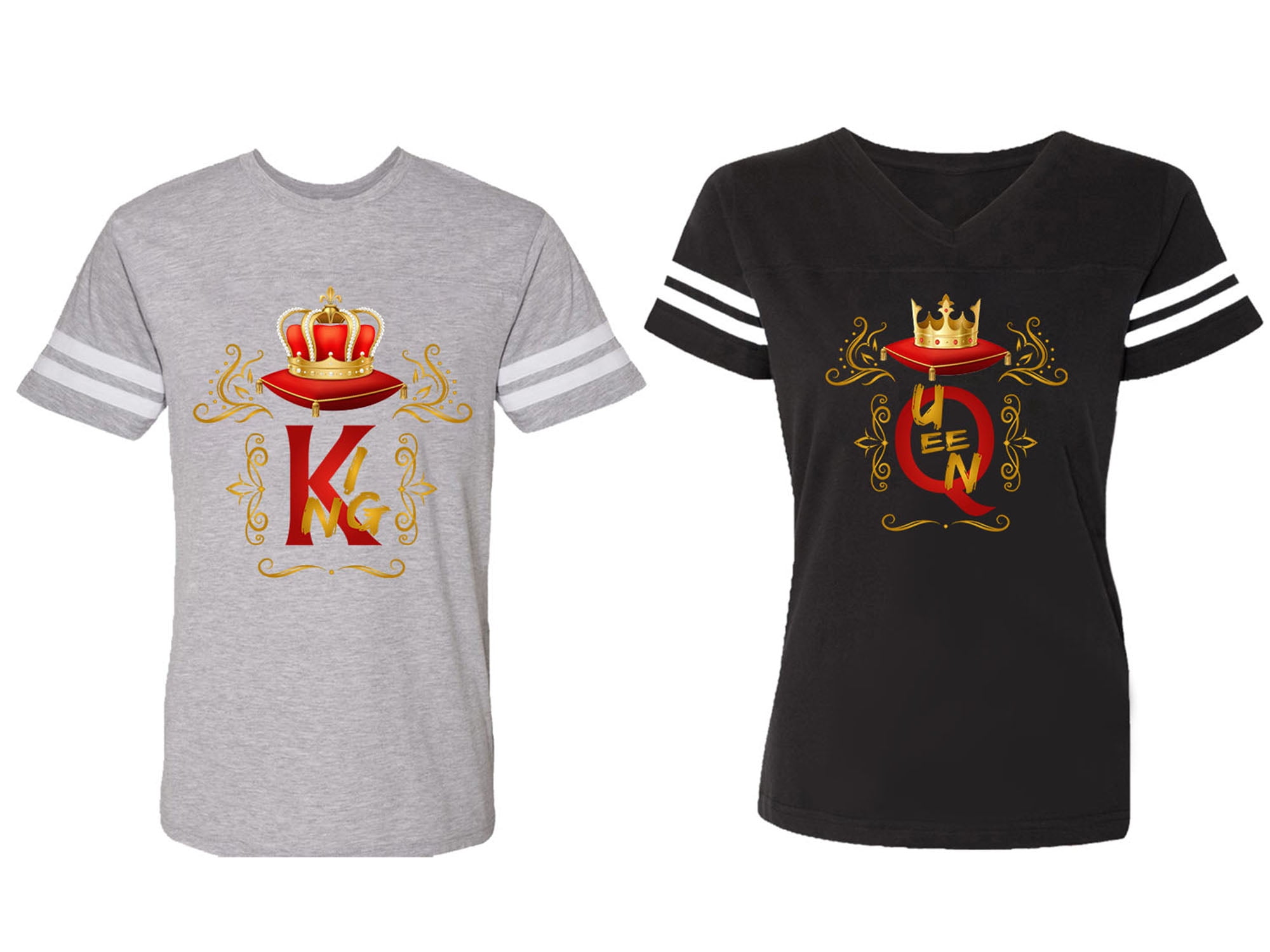 Gold Crown Matching Couple Cotton Jerseys (Men Heather / Women Black ...