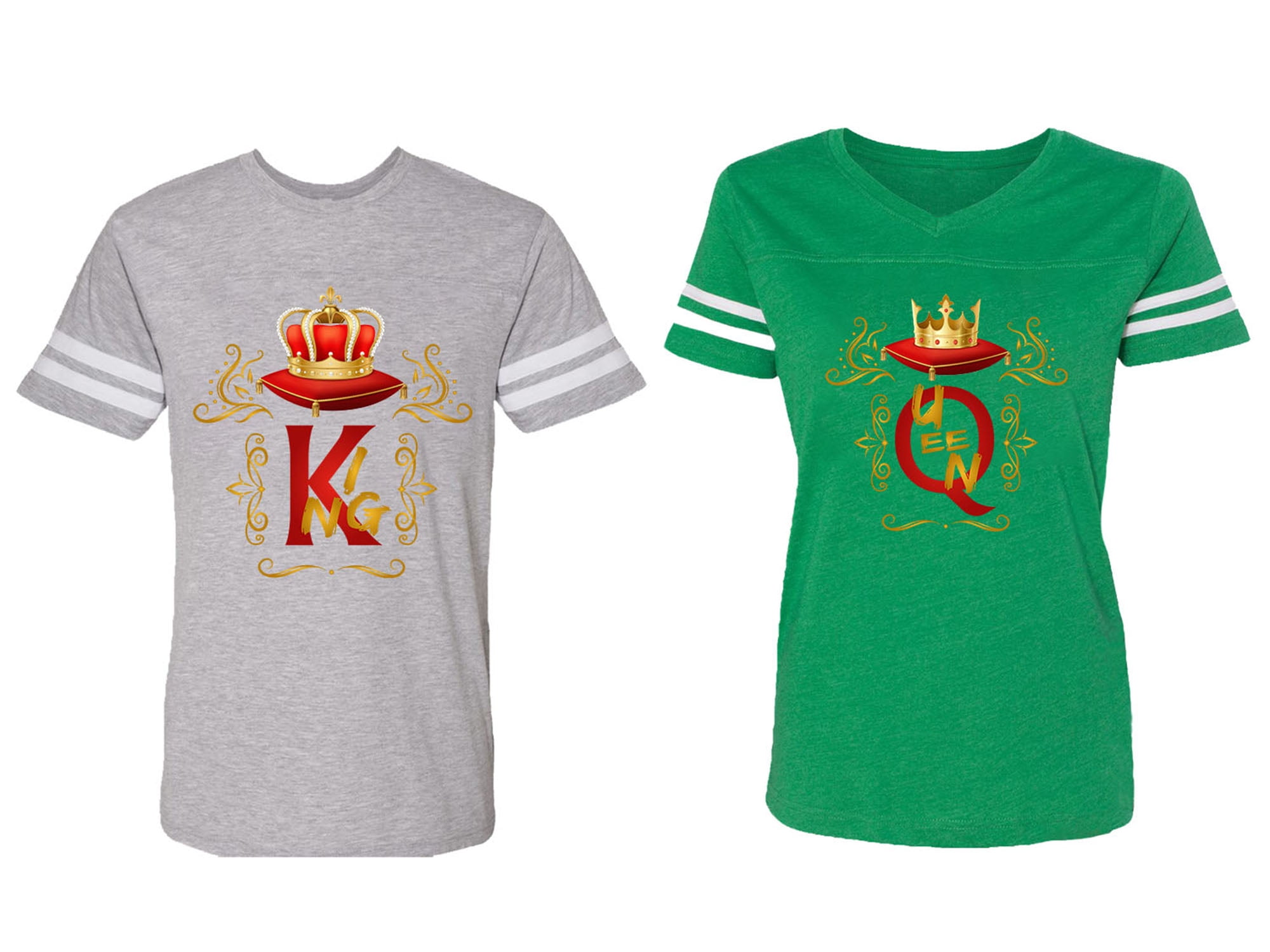 Gold Crown Matching Couple Cotton Jerseys (Men Heather / Women Green ...