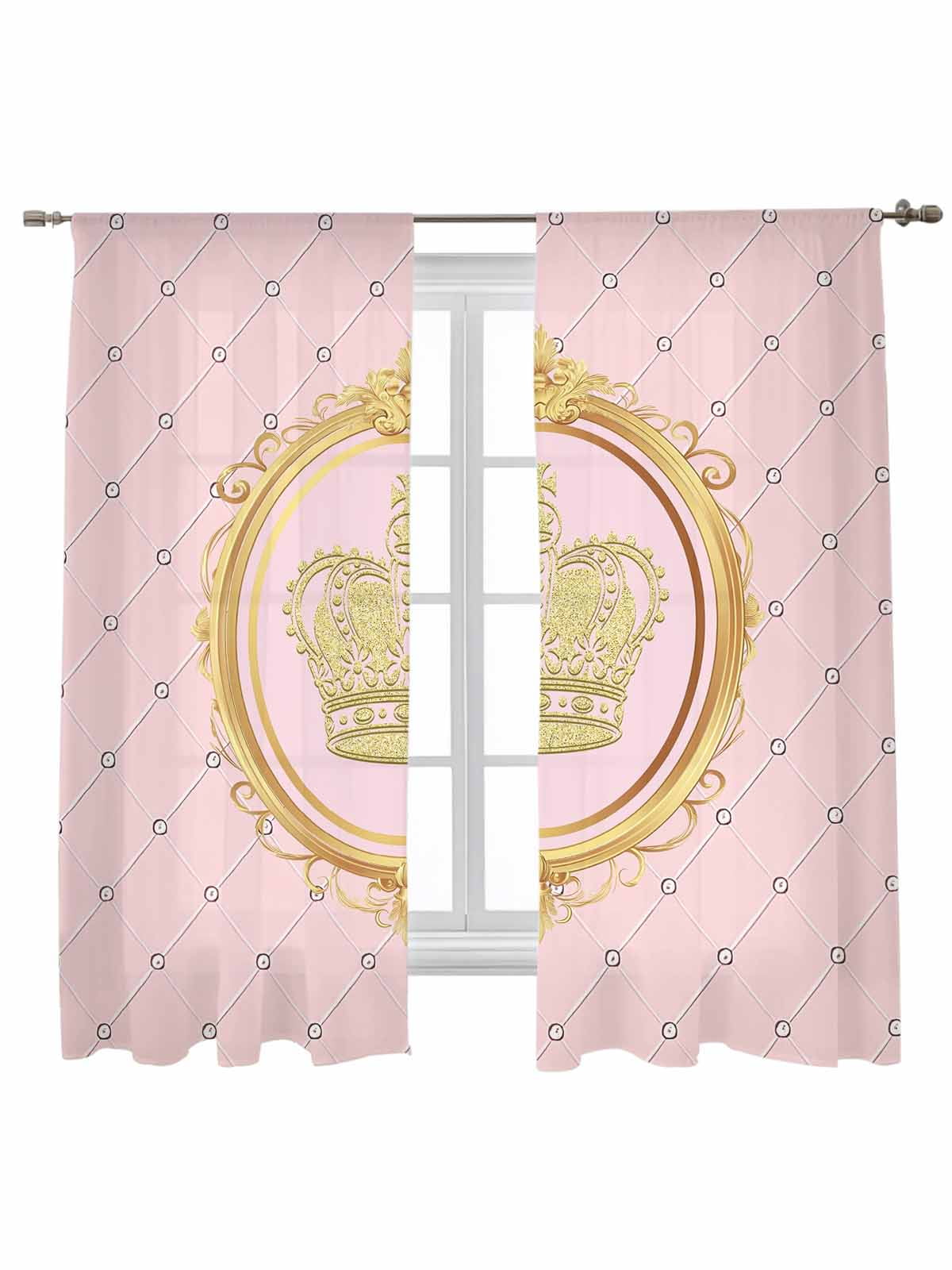 Gold Crown Sheer Curtains 72 Inch Long 2 Panels, Net Texture Pink ...