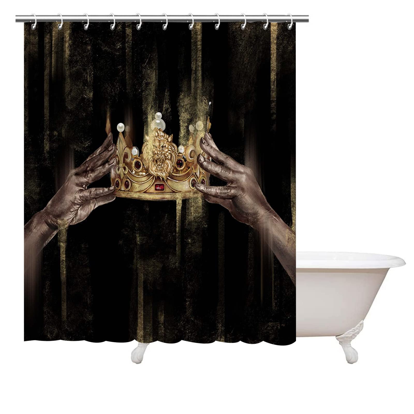 Gold Crown Shower Cutrtains Modern Minimalist Black Bath Curtain Woman ...