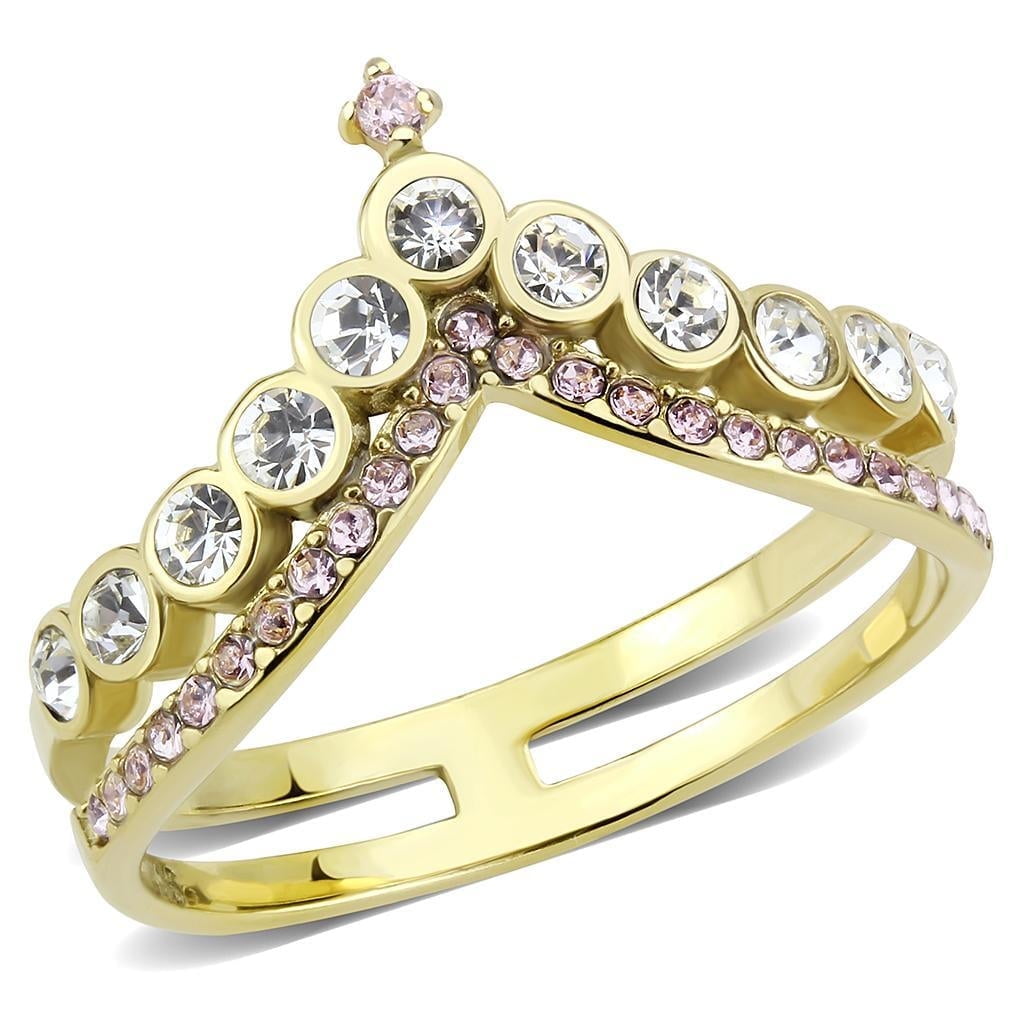 Gold Crown Womens Ring 316L Stainless Steel Anillo Corona Color Oro ...