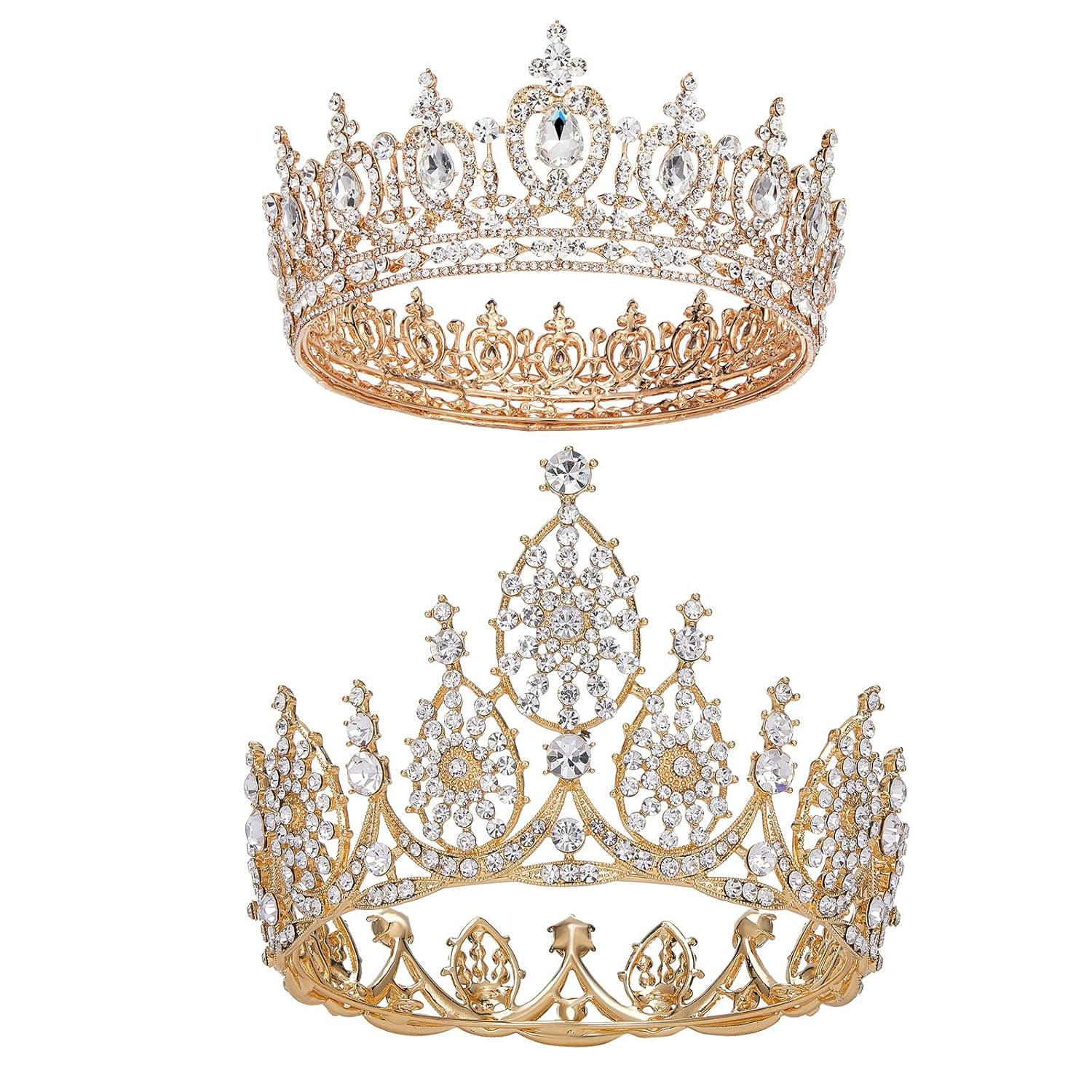 Gold Crown for Women, Queen Crown - Crystal Tiara Headband for Wedding ...