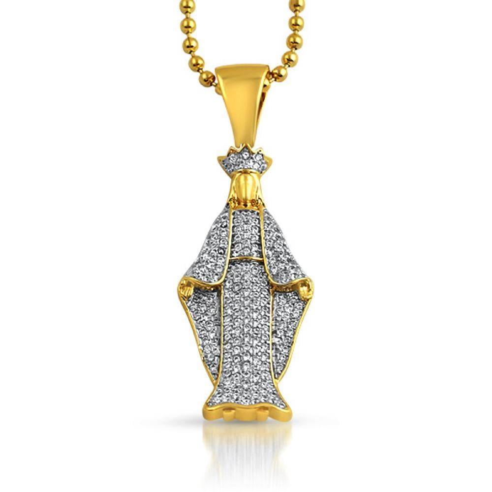 Gold Crowned Angel Micro Pave CZ Bling Pendant - Walmart.com