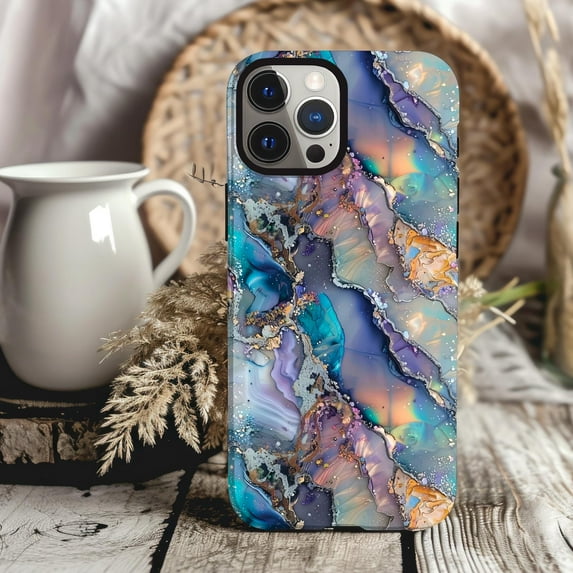 Gold Crystal Agate Case With Iridescent Mineral Texture for iPhone 17 ...