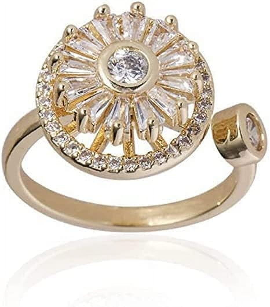 Gold Crystal Anxiety Relief Spinning Ring, Natural Stone Crystal Rings ...