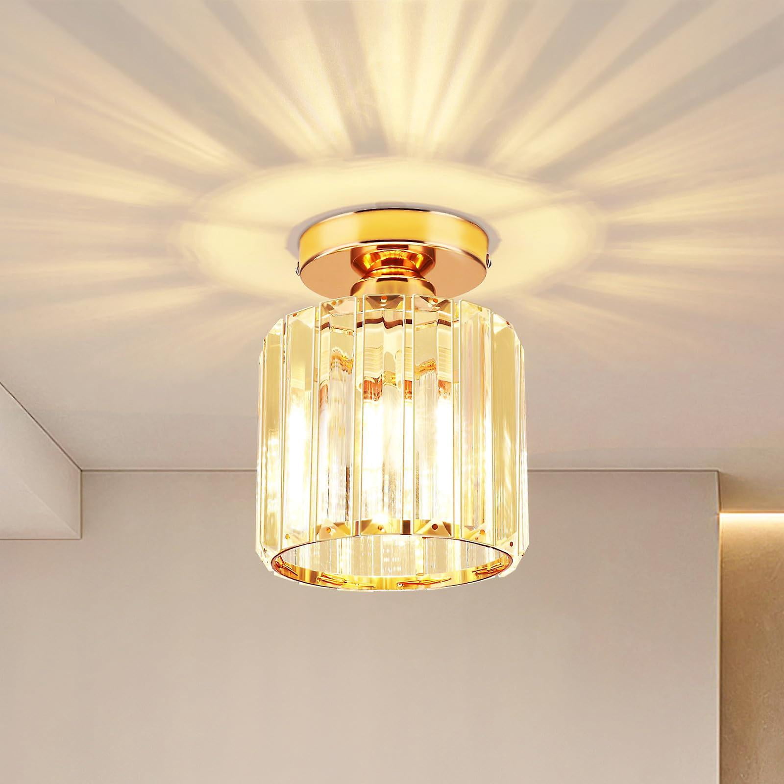 Gold Crystal Ceiling Lamp Modern Crystal Ceiling Lamp Suitable Semi ...