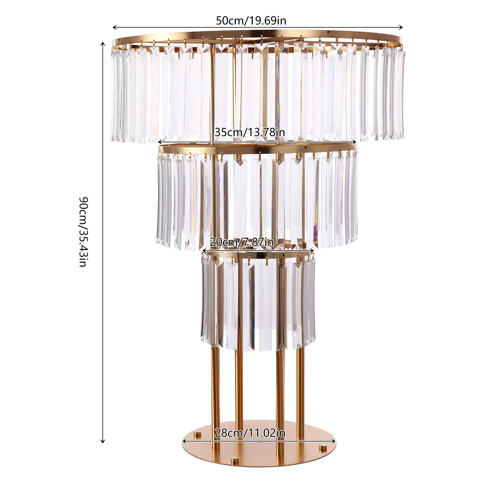 Gold Crystal Flower Stand, Up To 17.64lbs Capacity, 3 Tiers Round ...