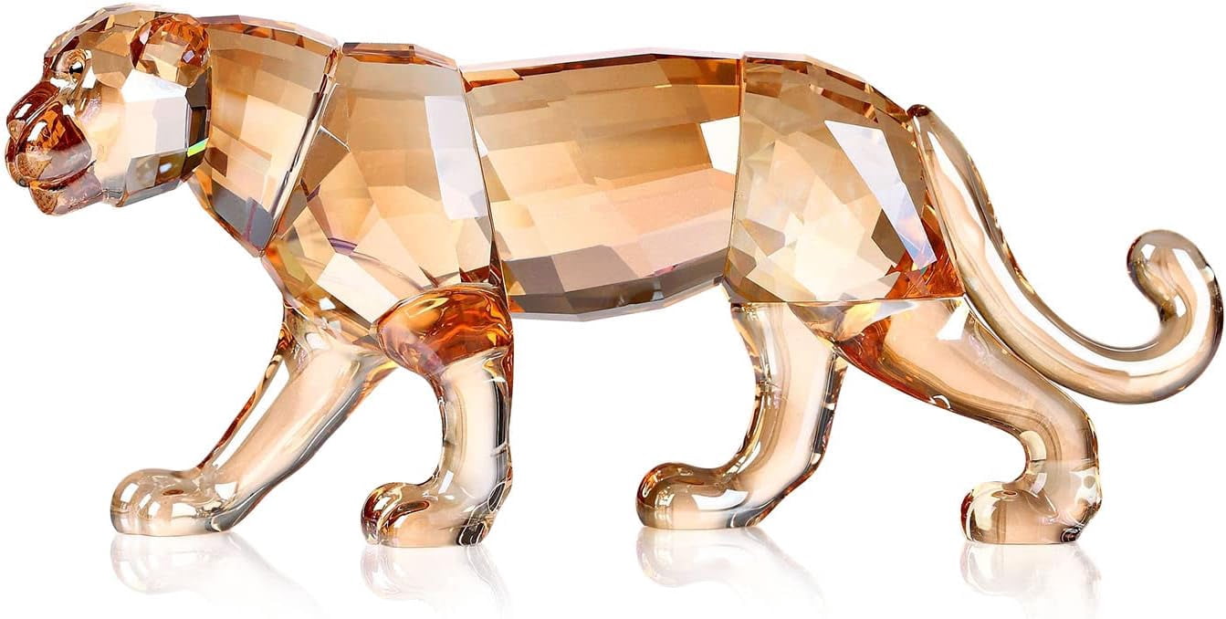 Gold Crystal Leopard Cheetah Realistic Animal Art Figurine Collection ...