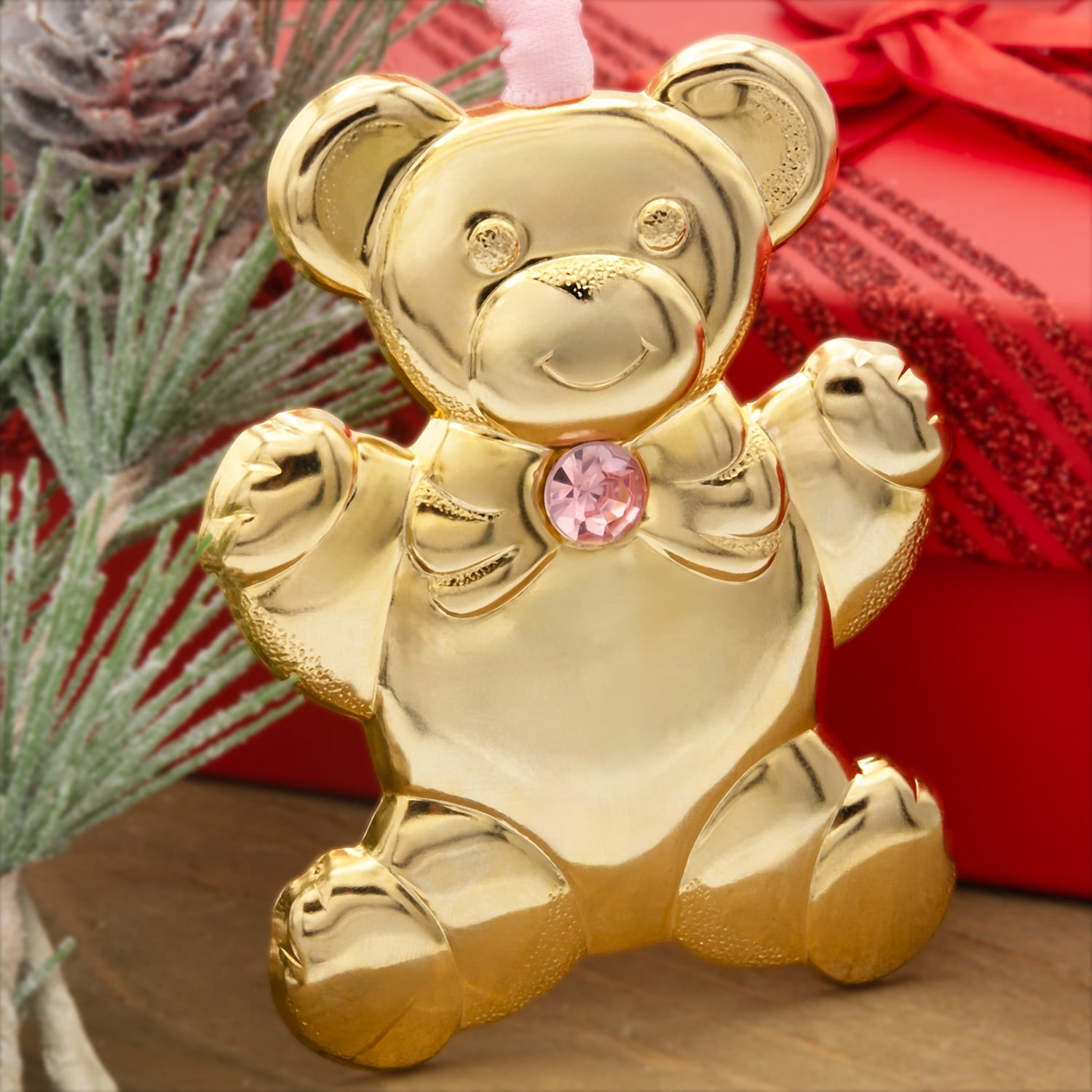 Gold Crystal October Birthstone Teddy Bear Ornament - Walmart.com