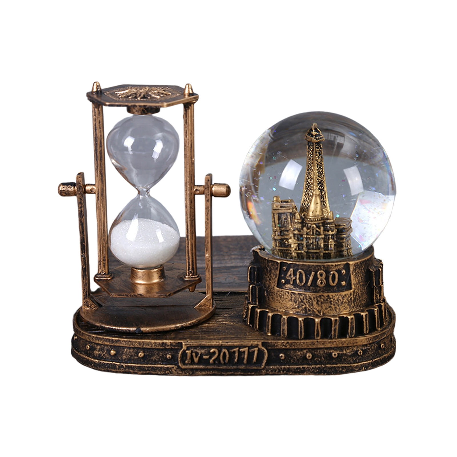 Gold Crystal Snow Ball With Hourglass Vintage Tower Christmas ...
