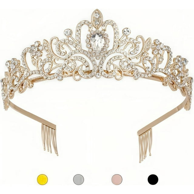 Gold Crystal Tiara Headband Princess Queen Crown for Women Girls Bridal ...